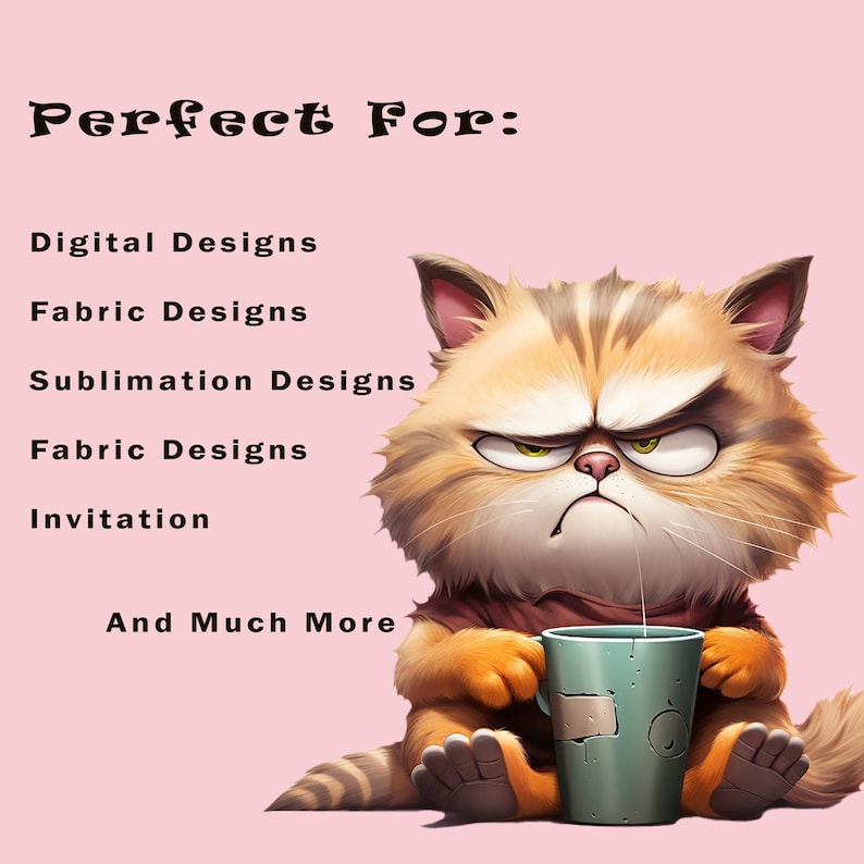 Grumpy Cats Clipart Grumpy Cat PNG Clipart Bundle, Coffee Clipart ...