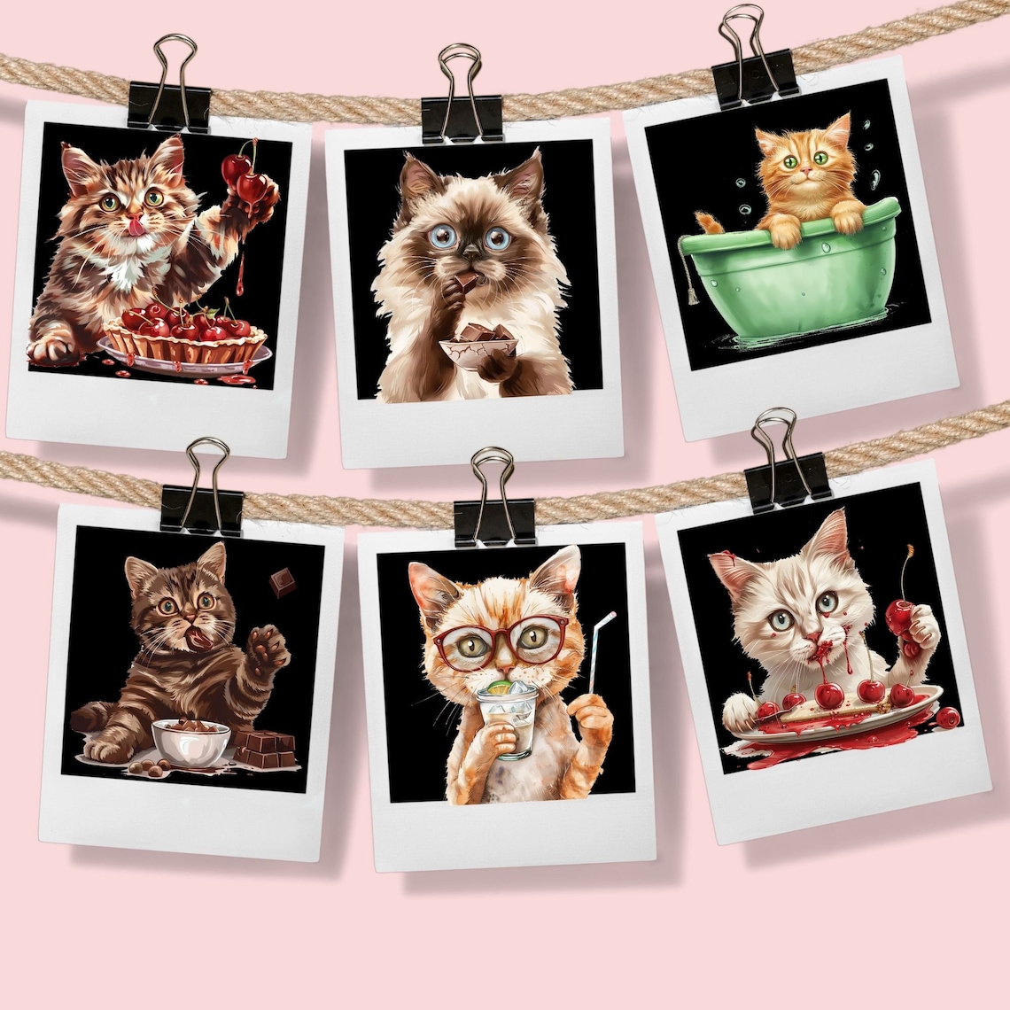 18 Funny Cyte Cat Clipart PNG Whimsical Cats Kitten Sublimation Clip ...