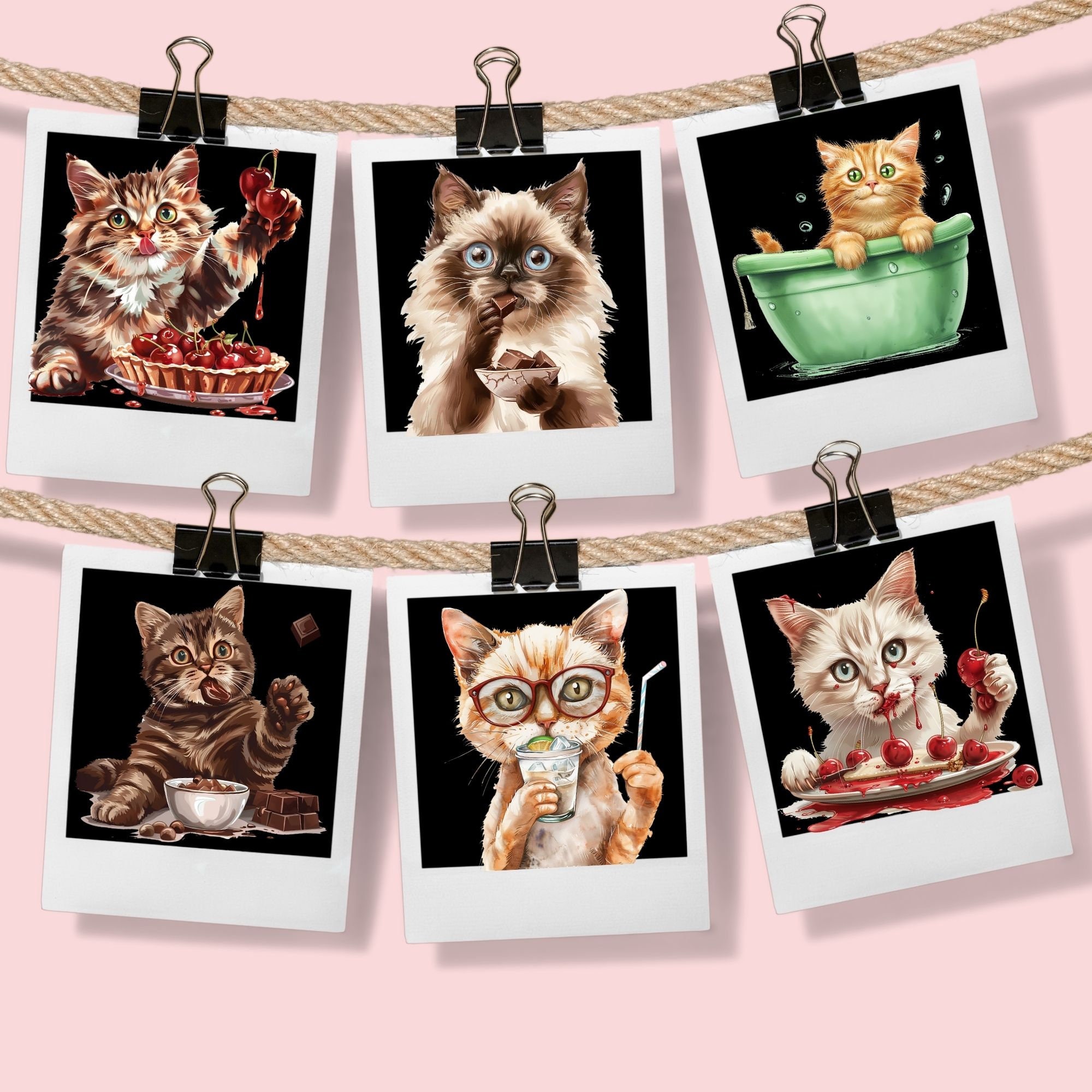 18 Funny Cyte Cat Clipart PNG Whimsical Cats Kitten Sublimation Clip ...