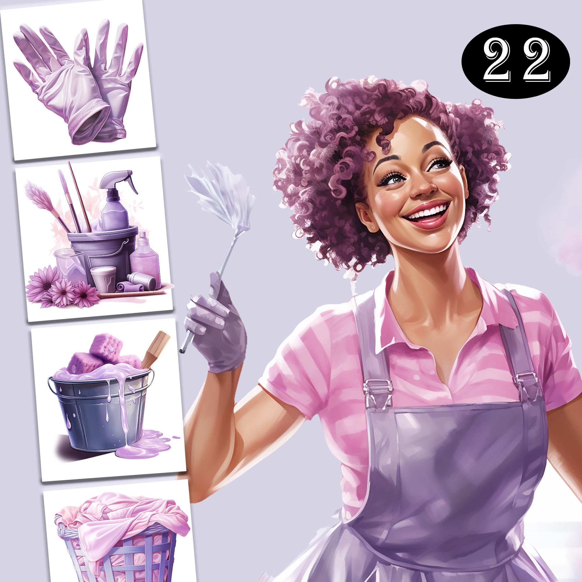 22 Cleaning Girl Clipart, Watercolor Cleaning Clipart, Planner Girl ...