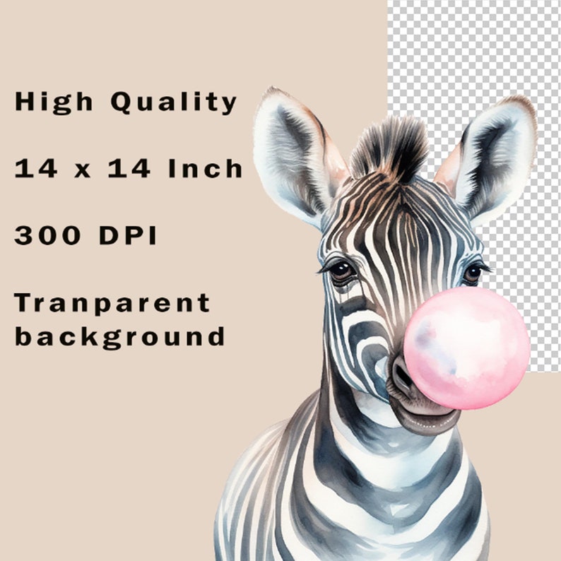 14 Watercolor Bubble Gum Animals Clipart, Cute Animals in PNG Format ...