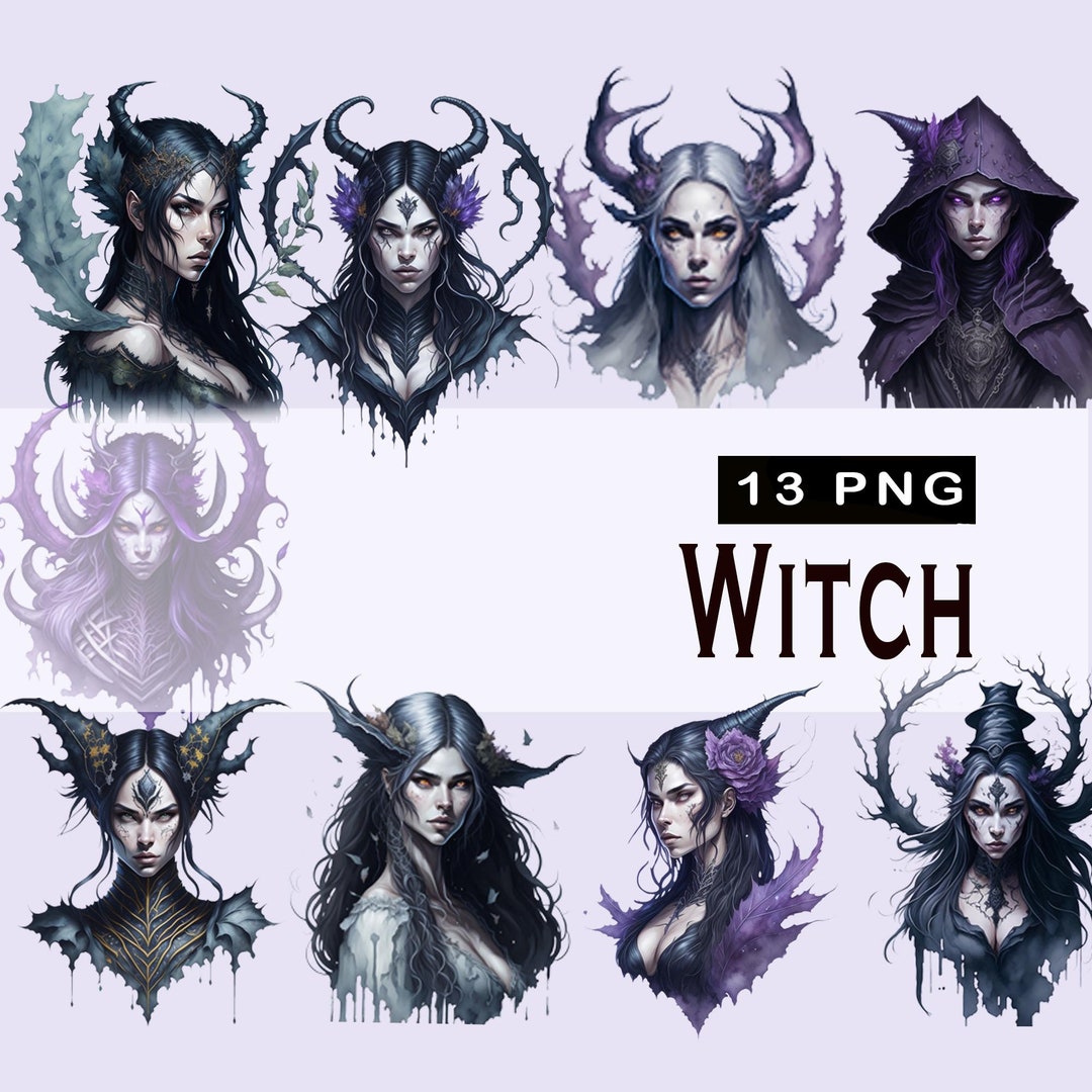 Witch Clipart PNG Set, 13 Witch Clipart, Magic Commercial Use ...