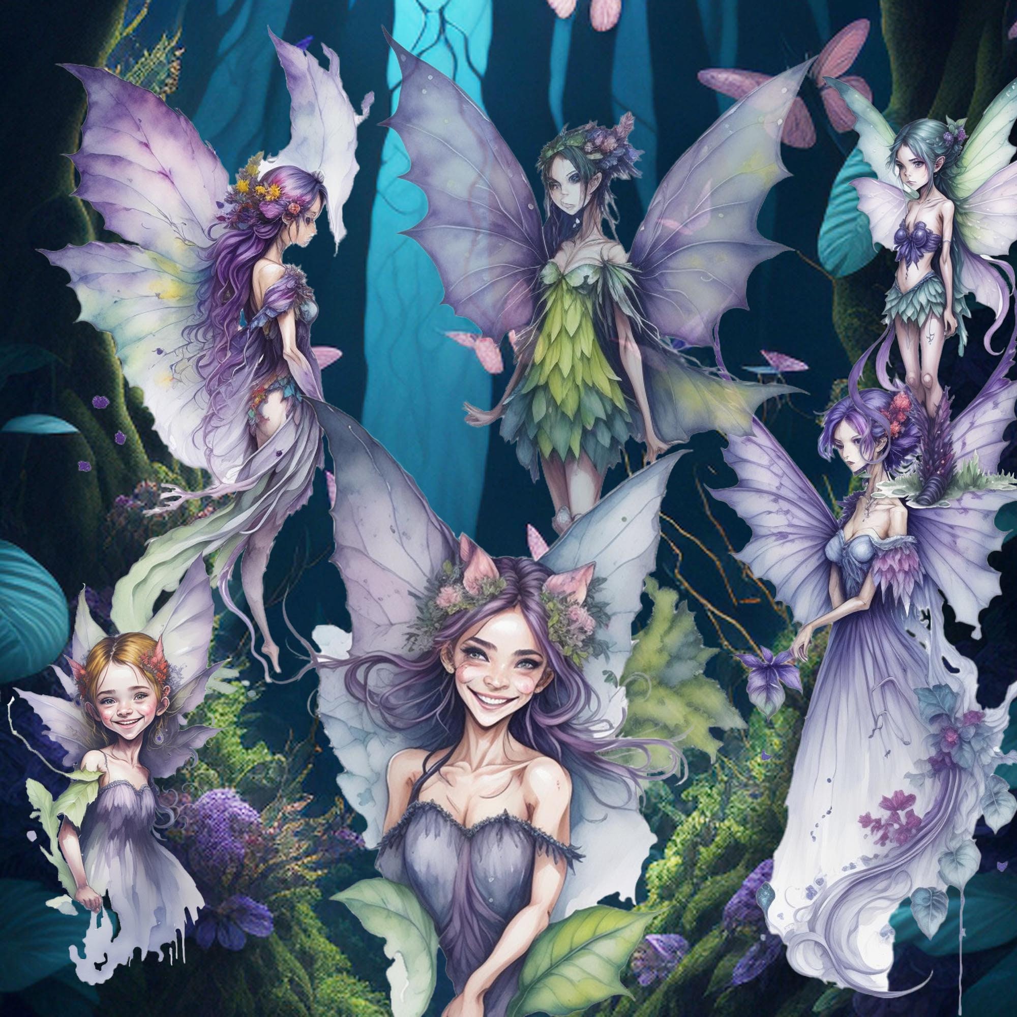 Watercolour Fairy Clipart, Fairies Bundle, Fantasy Clipart, Downloads ...