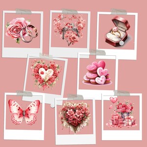 32 Valentine's Day Clipart, Pink Clipart, Watercolor Valentine, Love ...