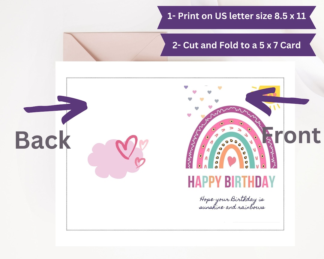 Printable Rainbow Card Rainbow Birthday Card Boho Rainbow - Etsy