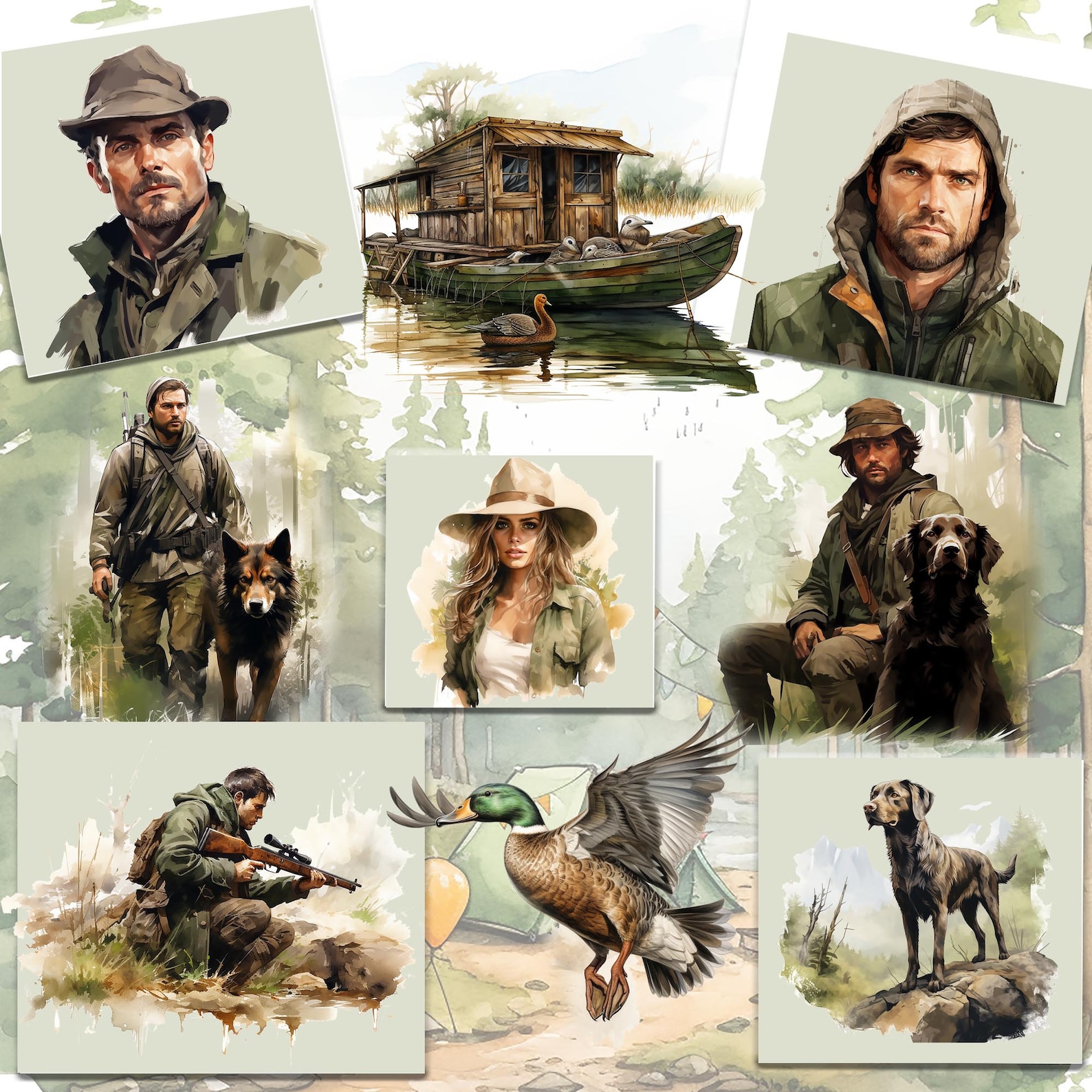 Hunting Clipart Bundle Set | Deer, Duck and Target | Transparent PNG ...