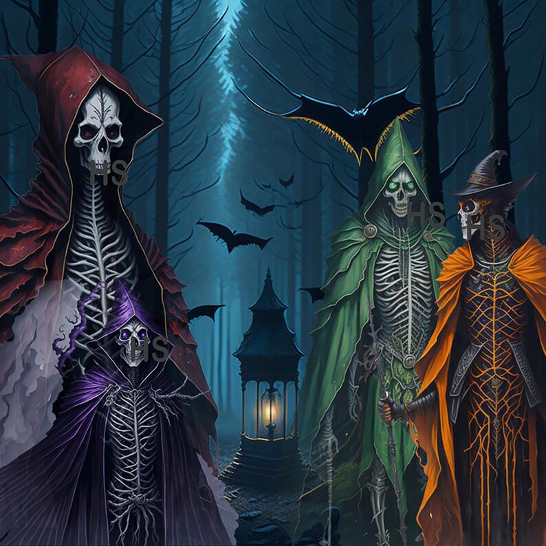 12 Skeleton Witch Clipart PNG Set Skelton Bundle Magic - Etsy