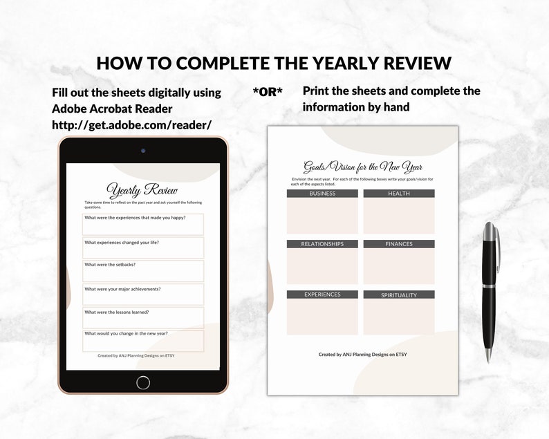 Yearly Reviewyearly Planner Printable and Fillable Annual - Etsy Canada