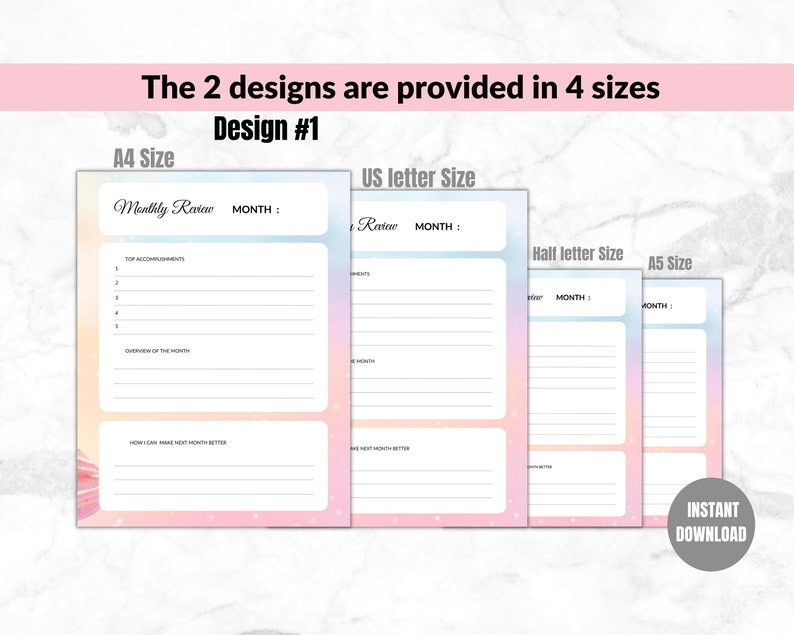 Monthly Review Printable And Fillable Planner Insert Monthly Summary