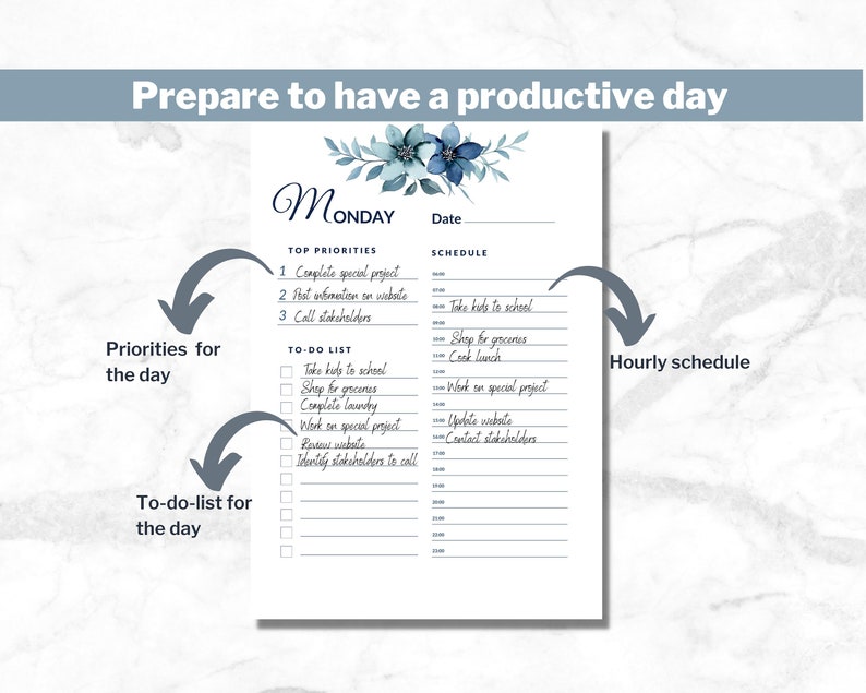 Printable 7 Day Planner for Work and Personal Useus Letter, A4, A5 ...