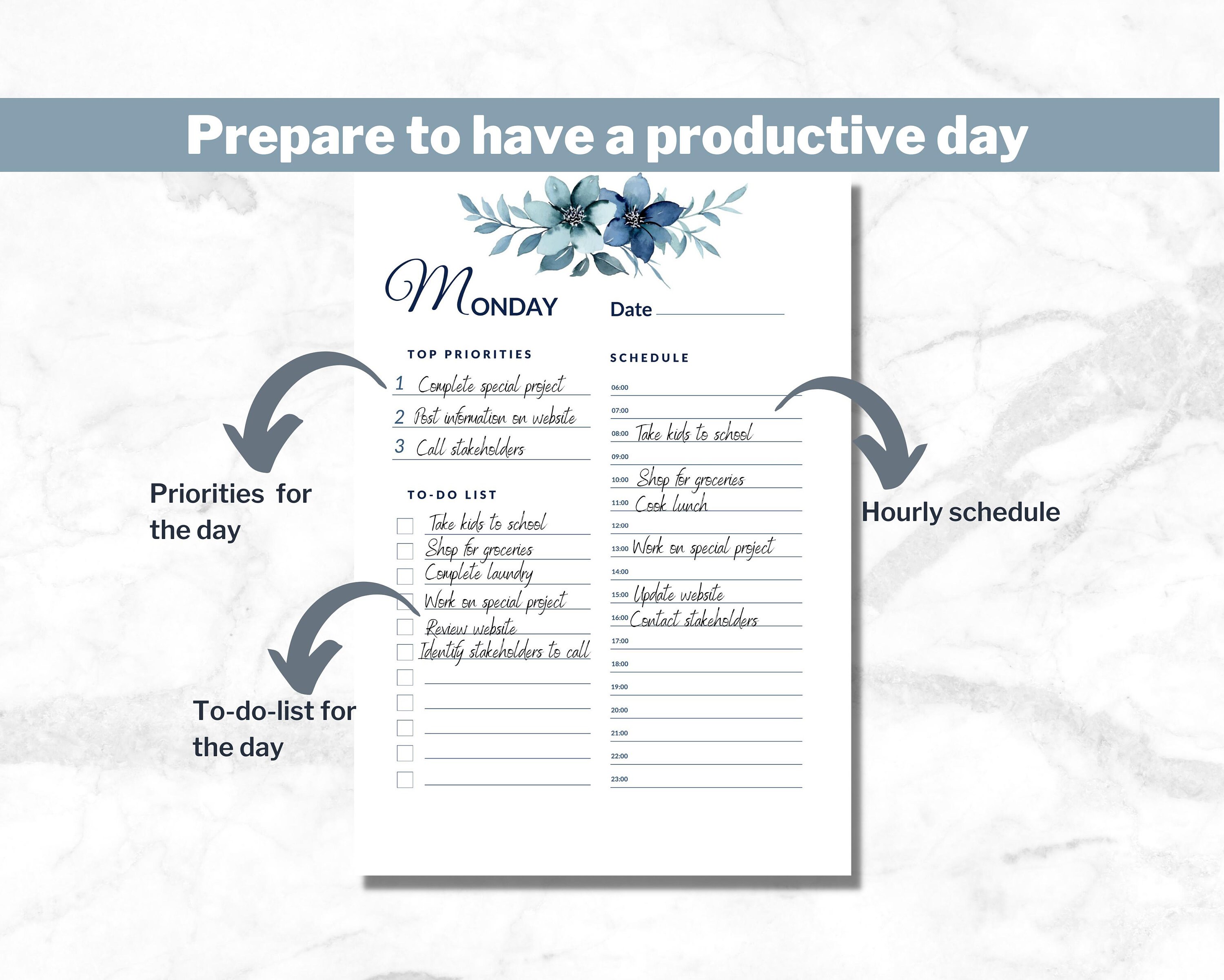 Printable 7 Day Planner for Work and Personal Useus Letter, A4, A5 ...