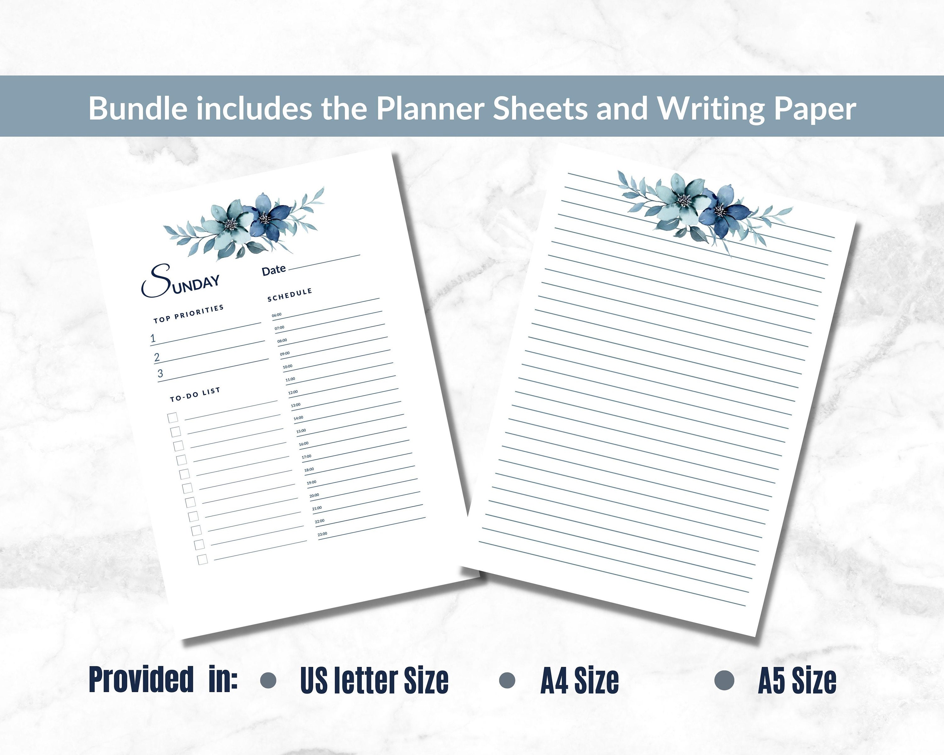 Printable 7 Day Planner for Work and Personal Useus Letter, A4, A5 ...