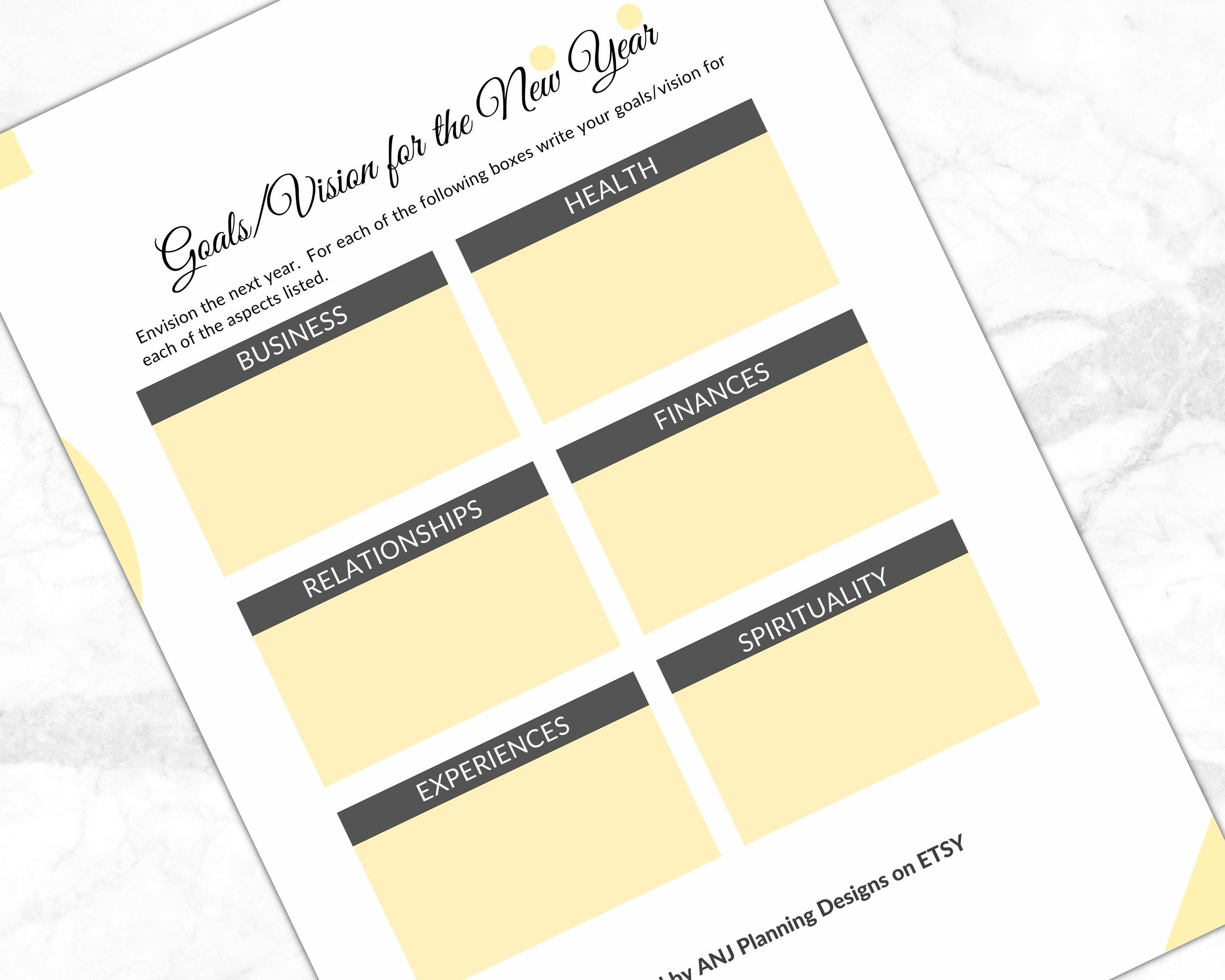 Yearly Review– Yearly Planner, Printable and Fillable Annual Reflection ...