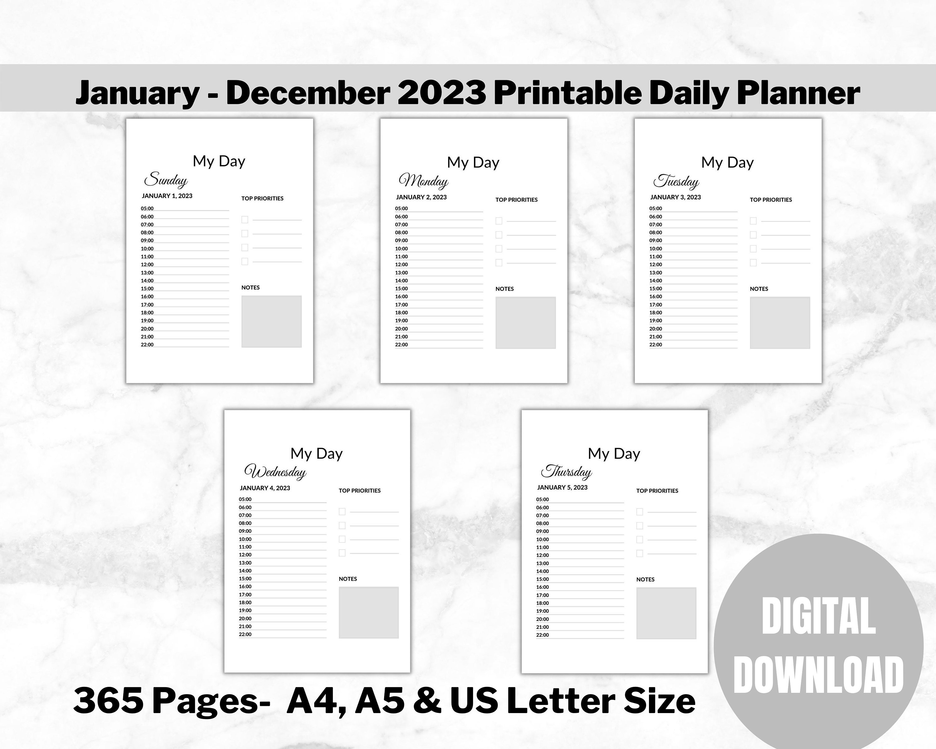 2023 Printable Daily Planner for Work/personal Purposes, 365 Planner ...