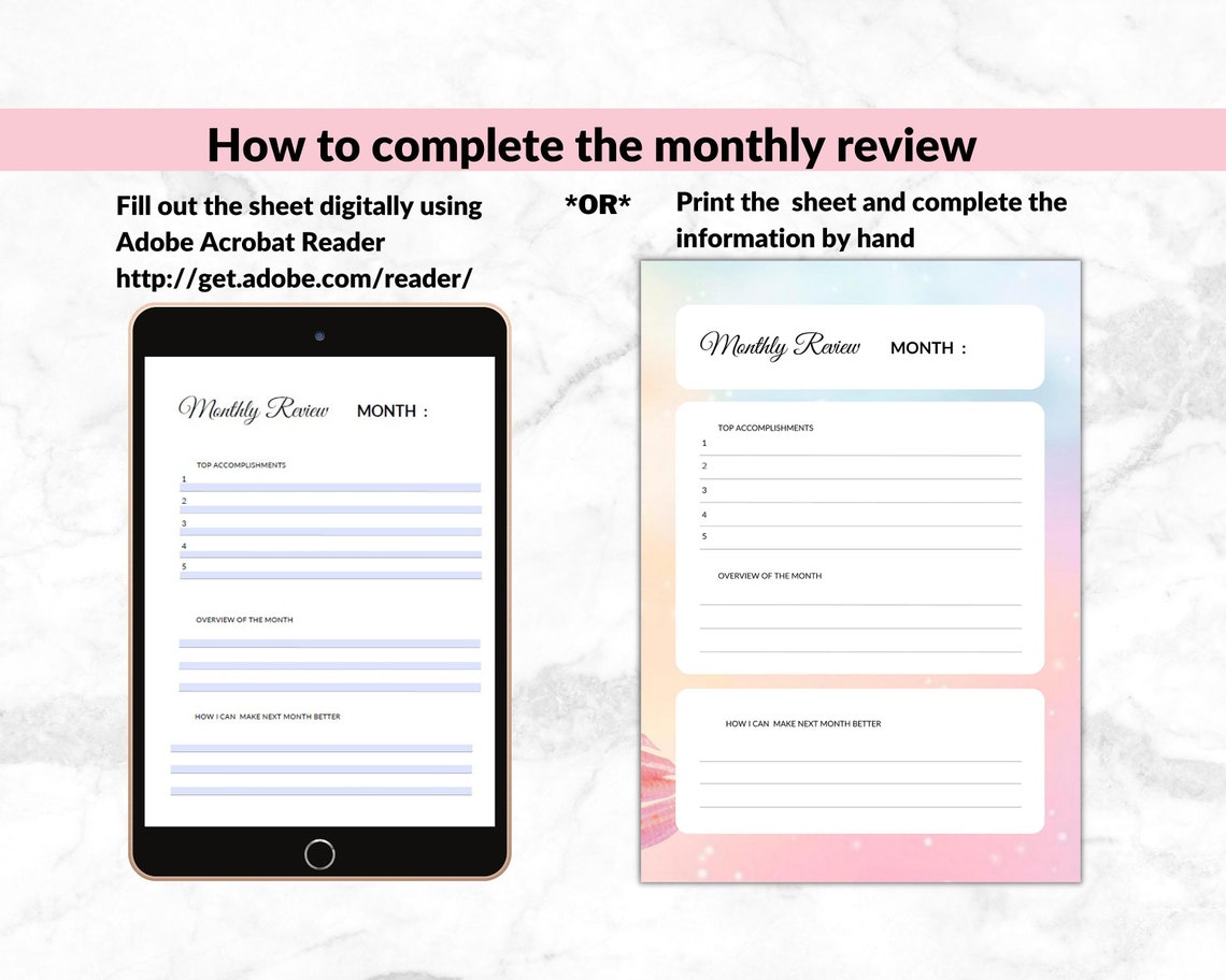 Monthly Review Printable And Fillable Planner Insert Monthly Summary