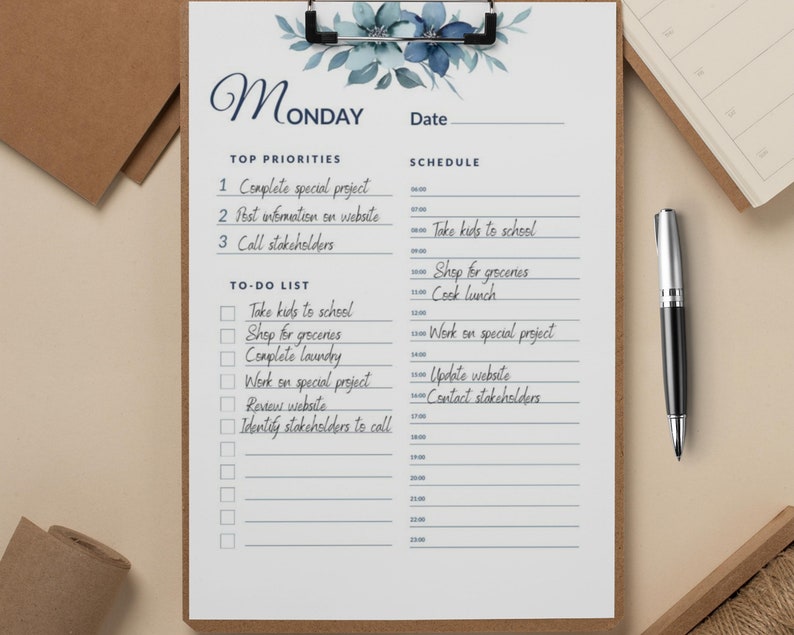 Printable 7 Day Planner for Work and Personal Useus Letter, A4, A5 ...