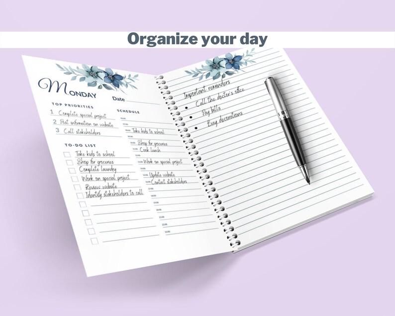 Printable 7 Day Planner for Work and Personal Useus Letter, A4, A5 ...