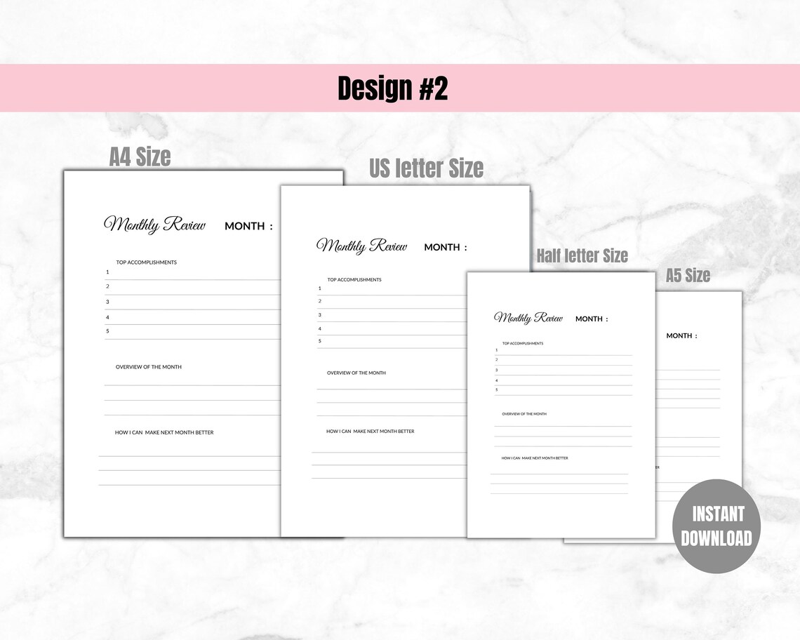 Monthly Review Printable And Fillable Planner Insert Monthly Summary