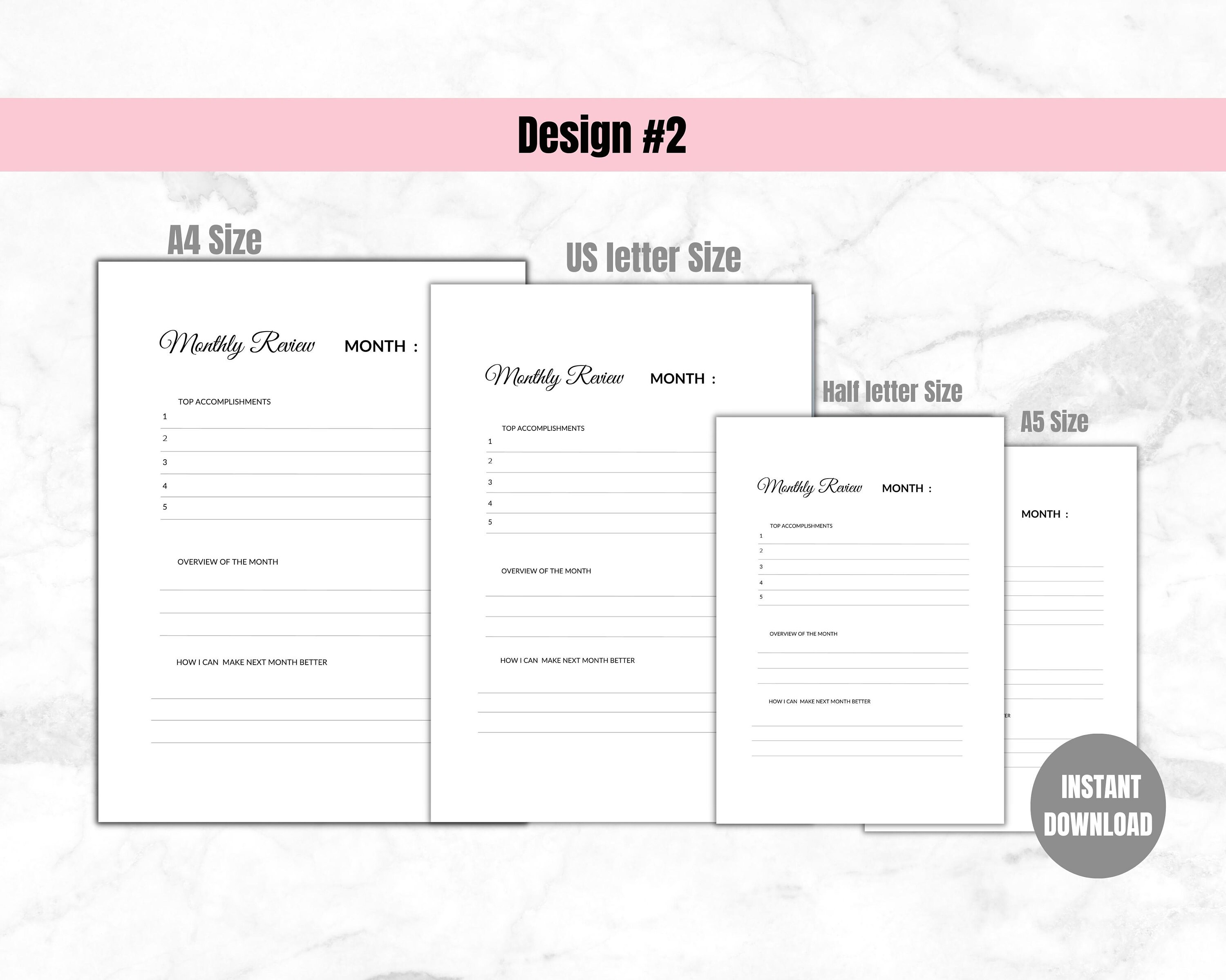 Monthly Review-printable and Fillable Planner Insert, Monthly Summary ...