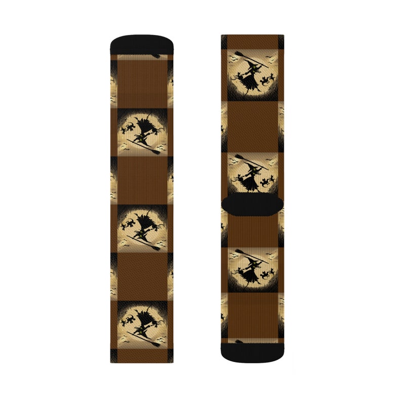 Wicked Witch Flying on Broom and Brown Sock - Etsy