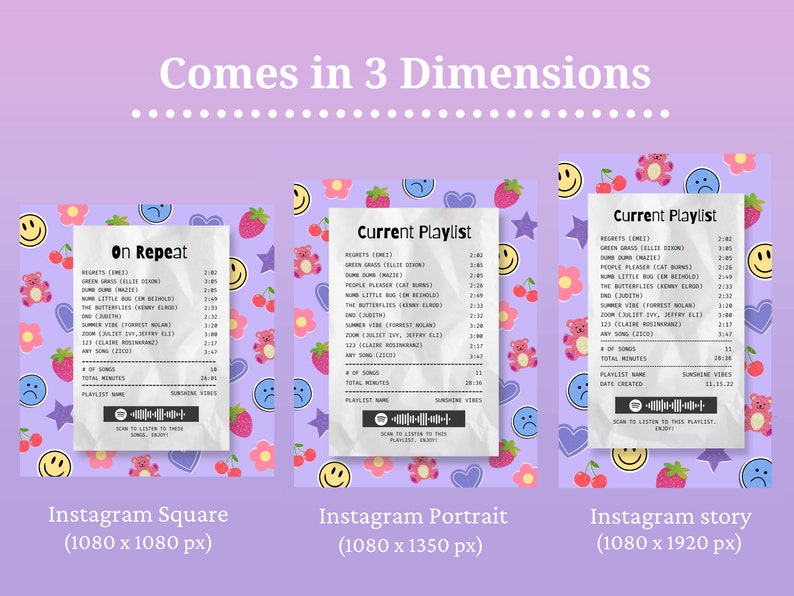 Spotify Playlist Template for Instagram- Instagram Templates- Canva ...