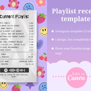 Spotify Playlist Template for Instagram- Instagram Templates- Canva ...