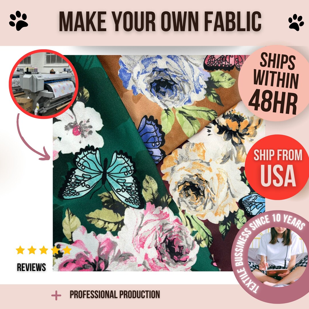 CUSTOM PRINTED FABRIC Diy Fabric Custom Printed Spandex Design Your Own ...