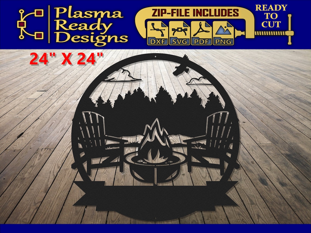 Campfire Sign - With Trees SVG/DXF - Digital Download - Laser CNC ...