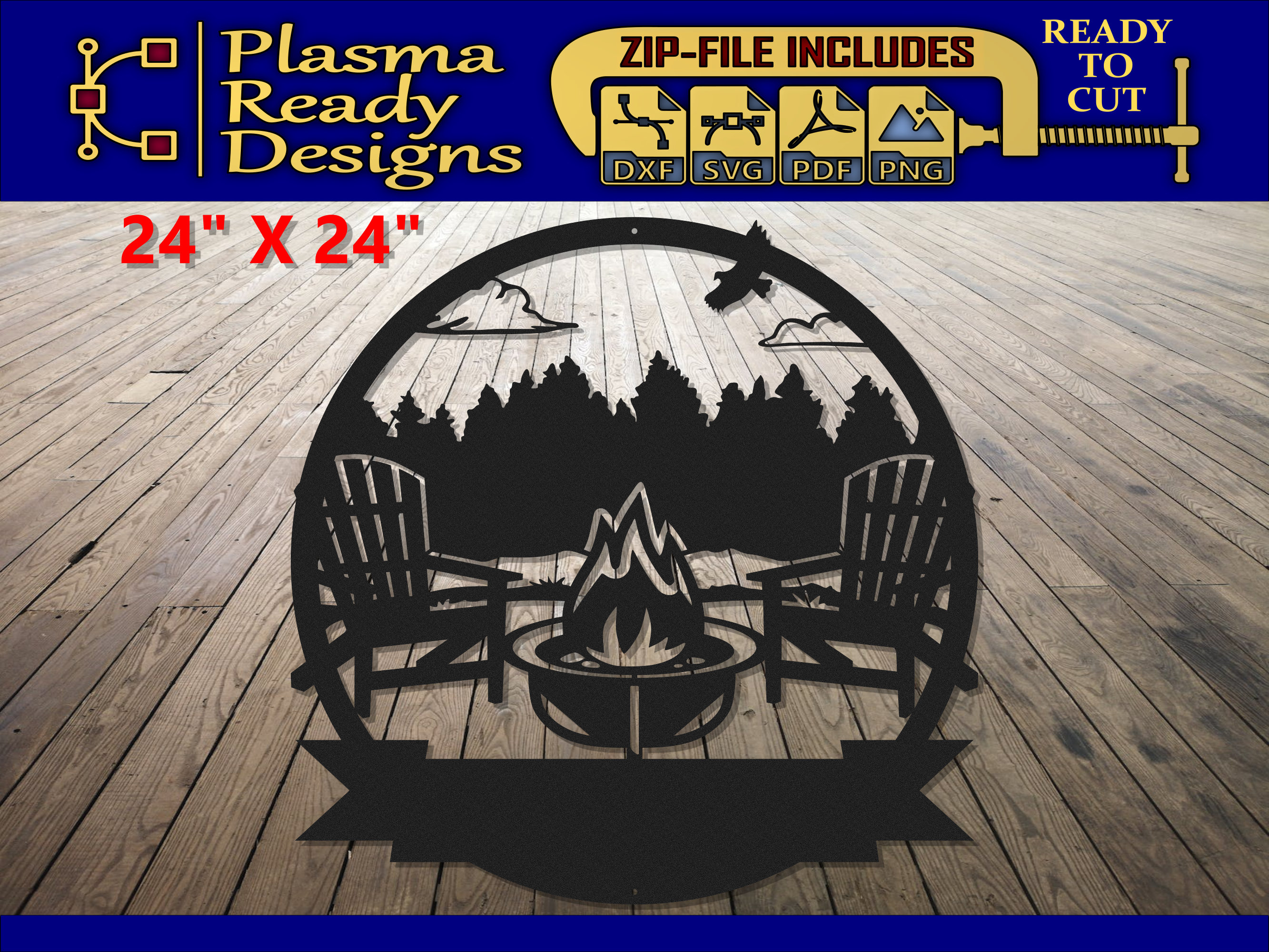 Campfire Sign - With Trees SVG/DXF - Digital Download - Laser CNC ...