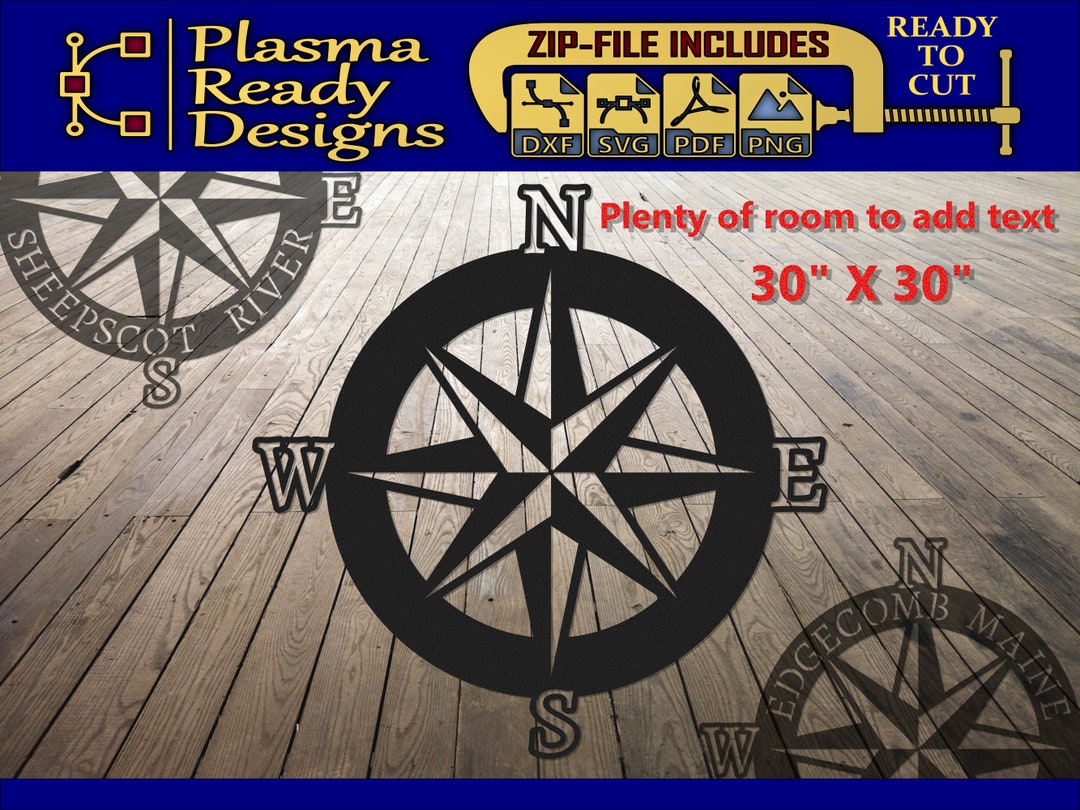Compass Rose - SVG/DXF - Digital Download - Laser CNC Plasma Waterjet ...