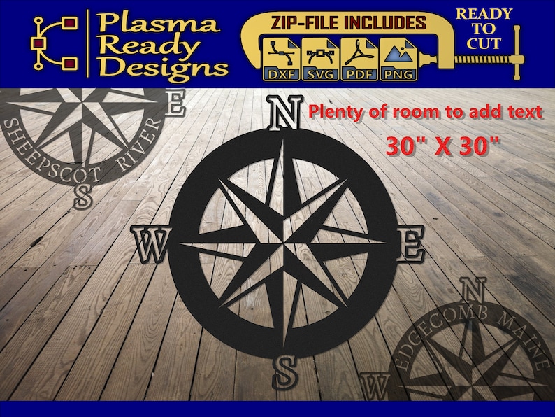 Compass Rose - SVG/DXF - Digital Download - Laser CNC Plasma Waterjet ...