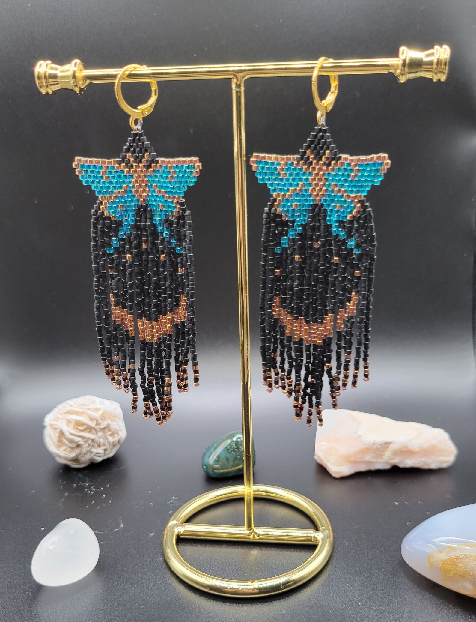 Handmade Luna Moth Fringe Seed Bead Earrings - Etsy