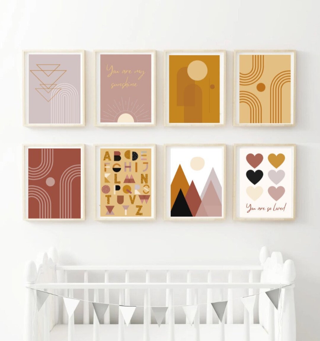 Boho Neutral Nursery Digital Prints, Set of 8 Prints, Nursery Decor ...