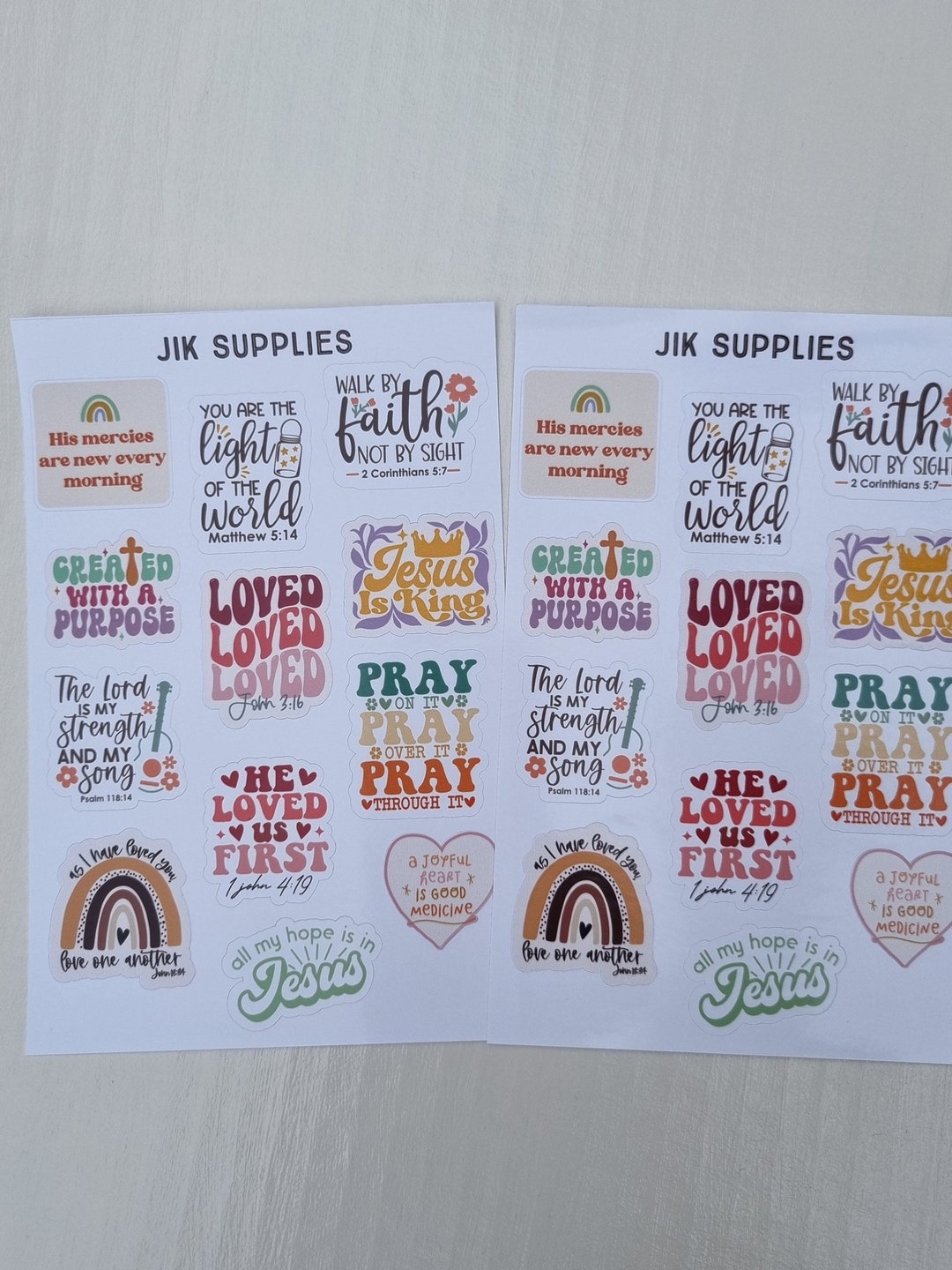 Mini Christian Stickers, Pack of 2, Bible Stickers, Bible Verses, Bible ...