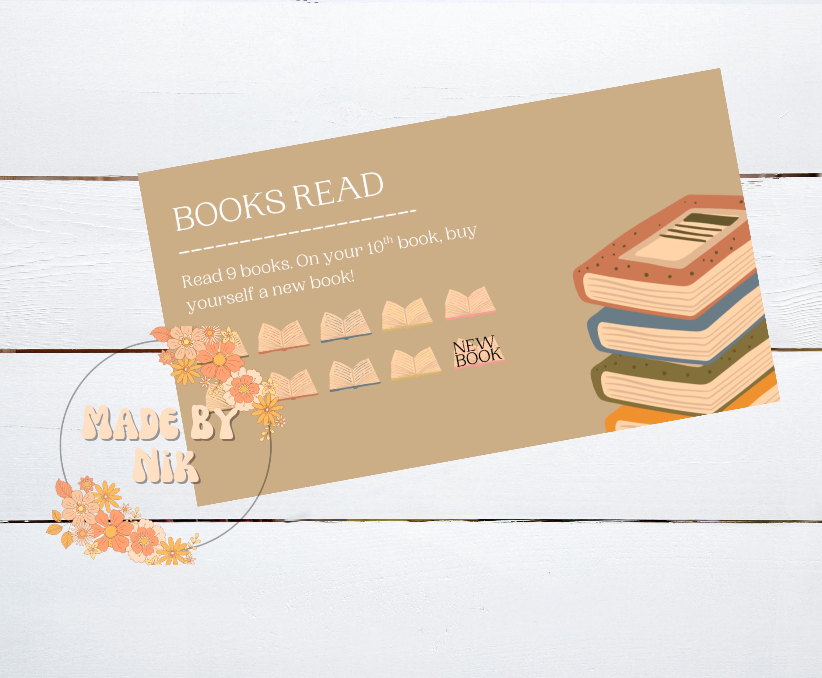Books Read Punch Card Printable | Reading Reward Tracker | Read 9 Books ...