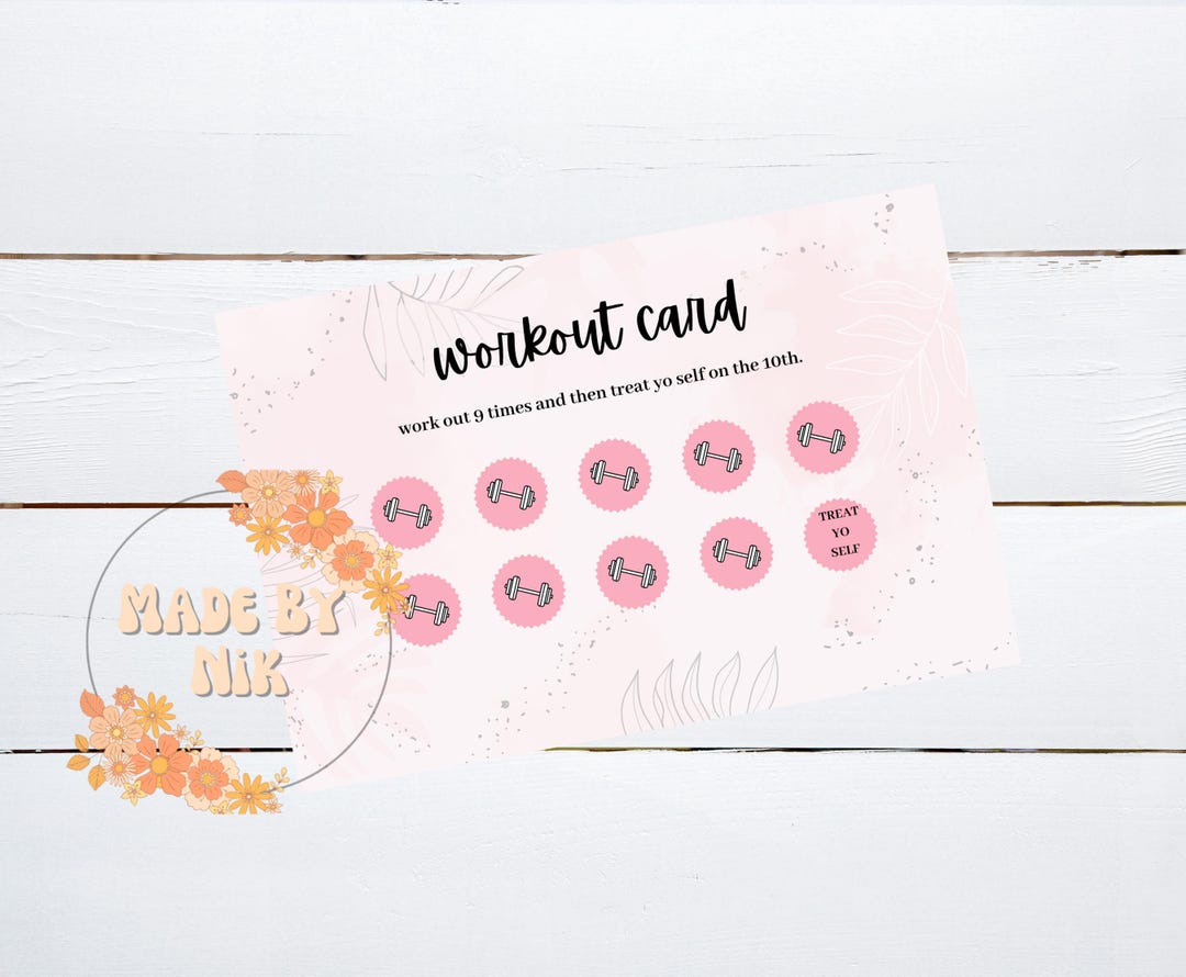 Workout Reward Card Printable | Fitness Motivation Tracker | Digital ...