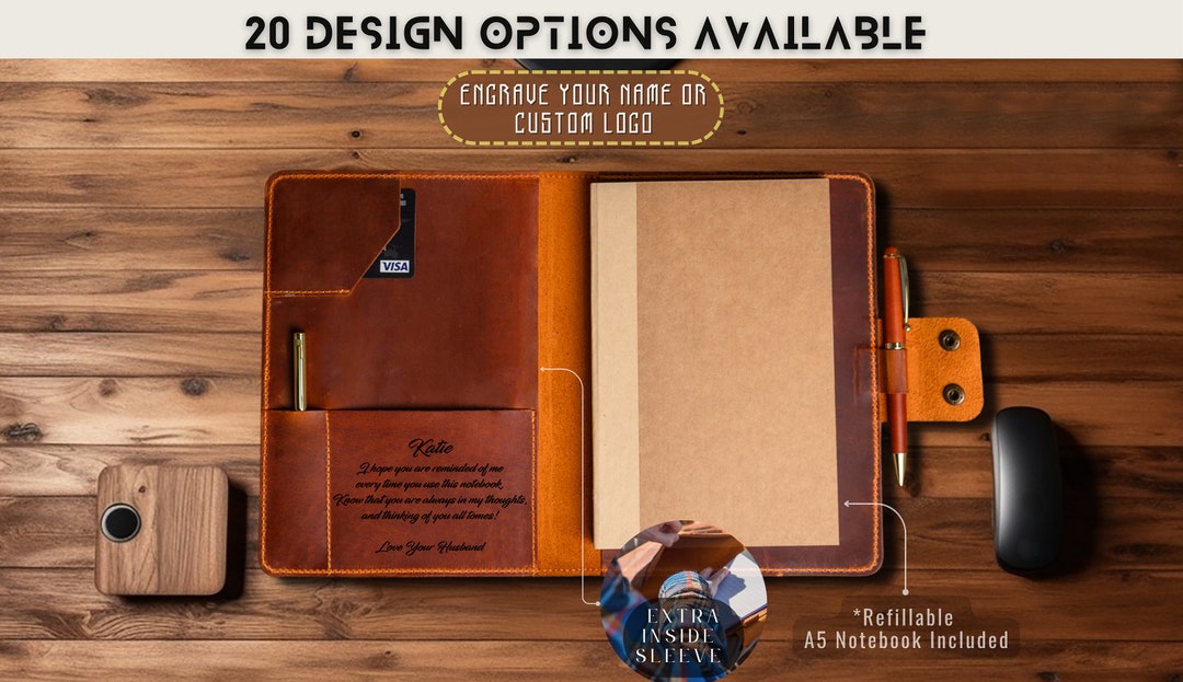 Personalized Leather Journal, A5 Leather Cover, Leather Folder ...