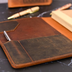 Personalized Leather Bound Journal Refillable Leather Document Holder ...