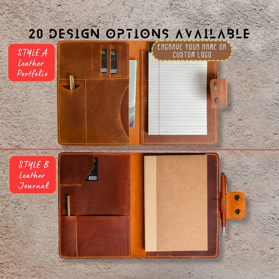 Leather A5 Custom Portfolio, Leather Portfolio for Men, Portfolio for ...