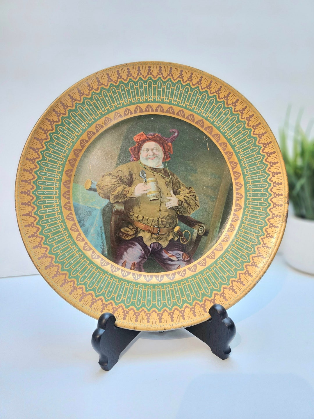 Antique Dresden Art Plate, Shakespeare Jack Falstaff Portrait, Meek Co ...