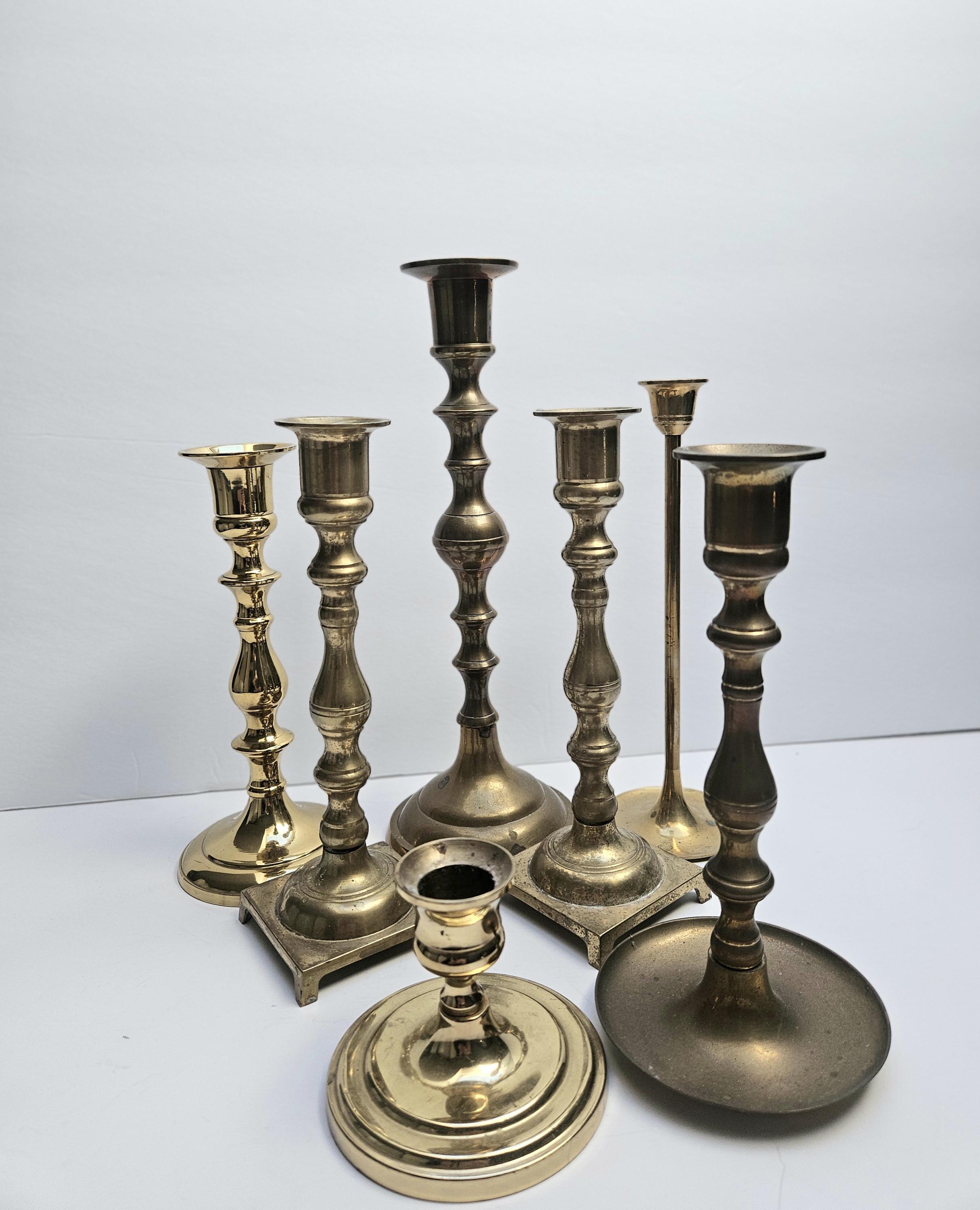 Vintage Seven Brass Candlestick Collection, Wedding Venue Centerpiece ...