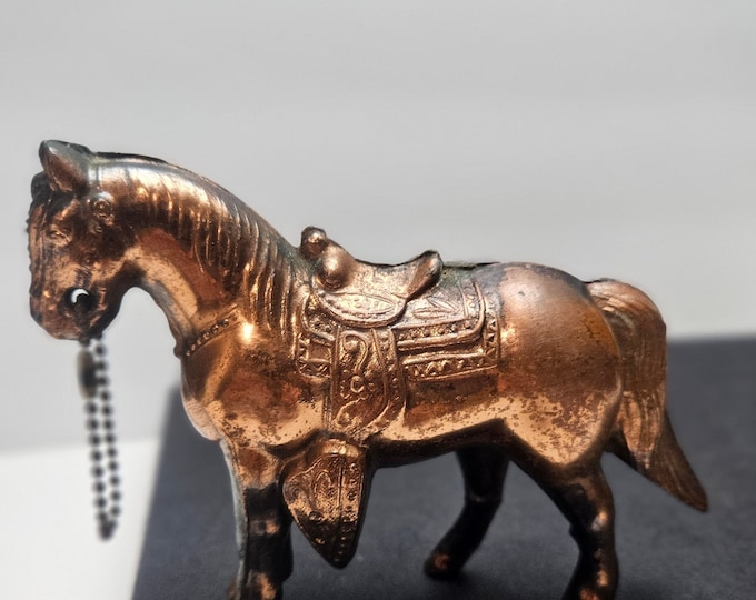 Vintage Copper Finish Metal Horse Figurine With Saddle, MCM Metal ...