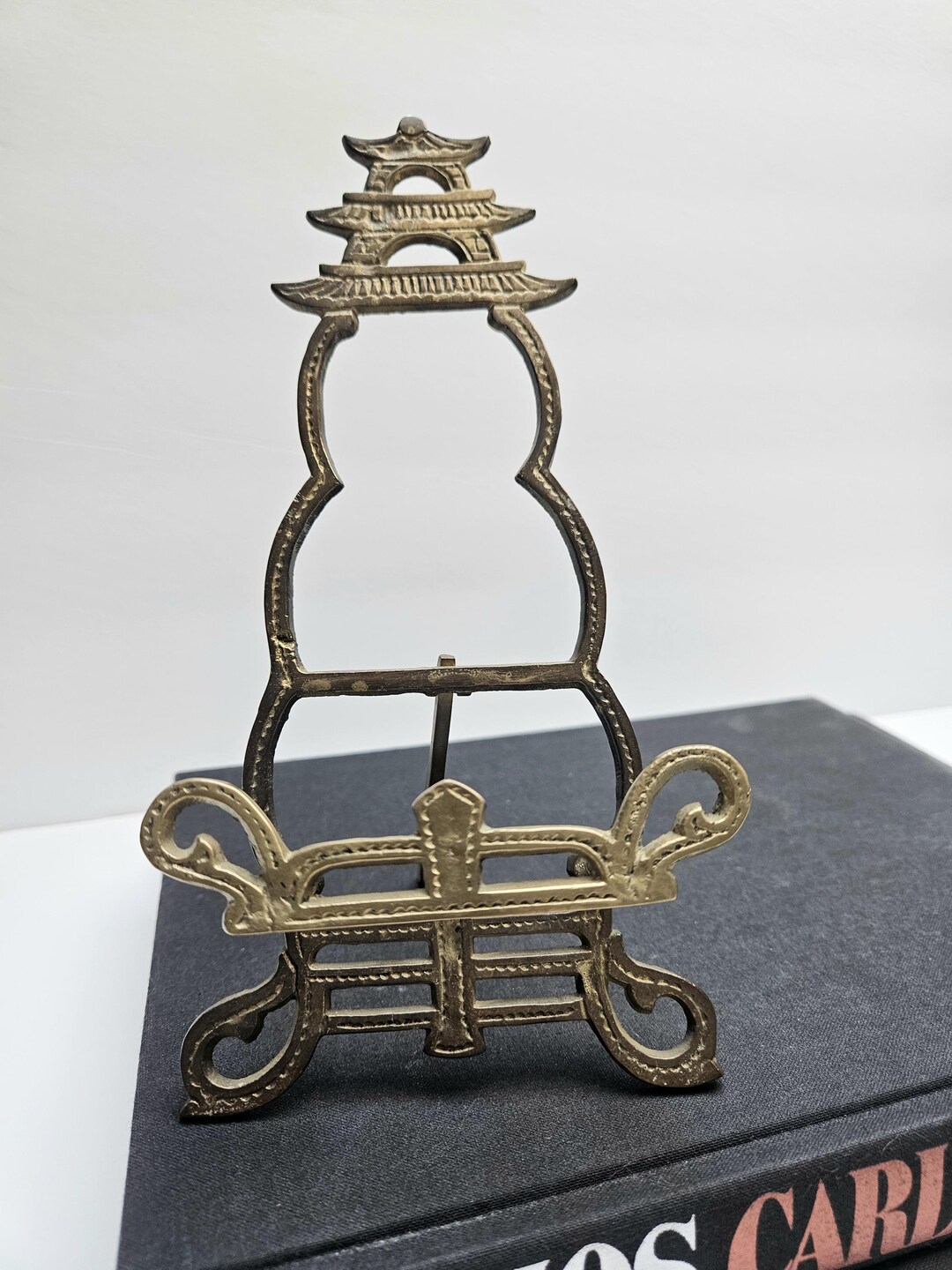 Vintage Ornate Brass Tabletop Easel With Pagoda Top, Brass Picture ...