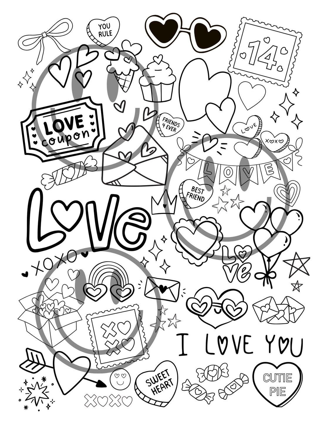 Valentine's Day Coloring Poster - Etsy