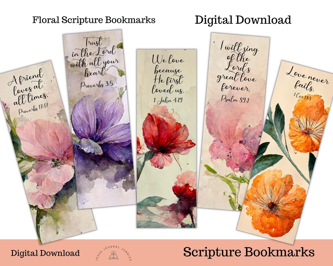 Floral Faith Bookmark/scripture Bookmark/love Bible Verses/christian ...