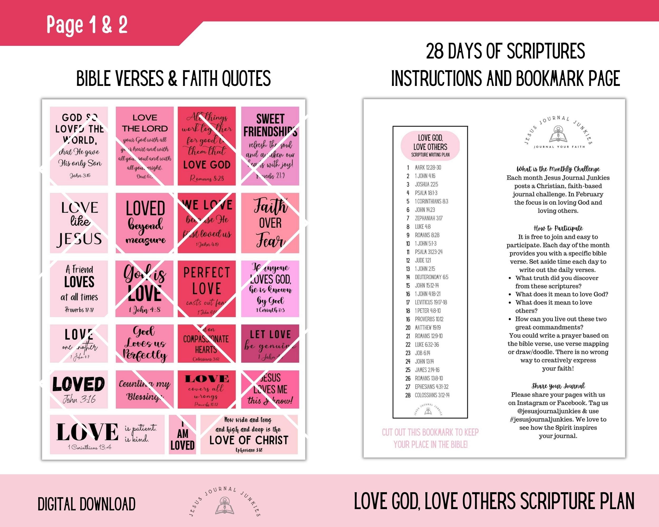 Love God Scripture Writing Plan/bible Journaling Printable Devotion Kit ...