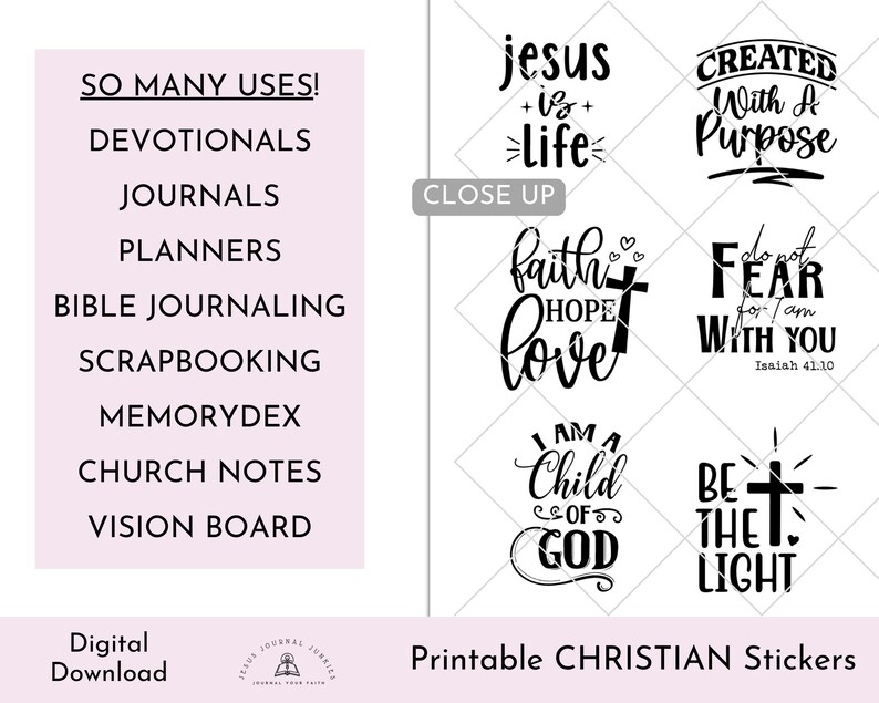 Christian Printable Stickers, Bible Journal Printable, Faith Printable ...