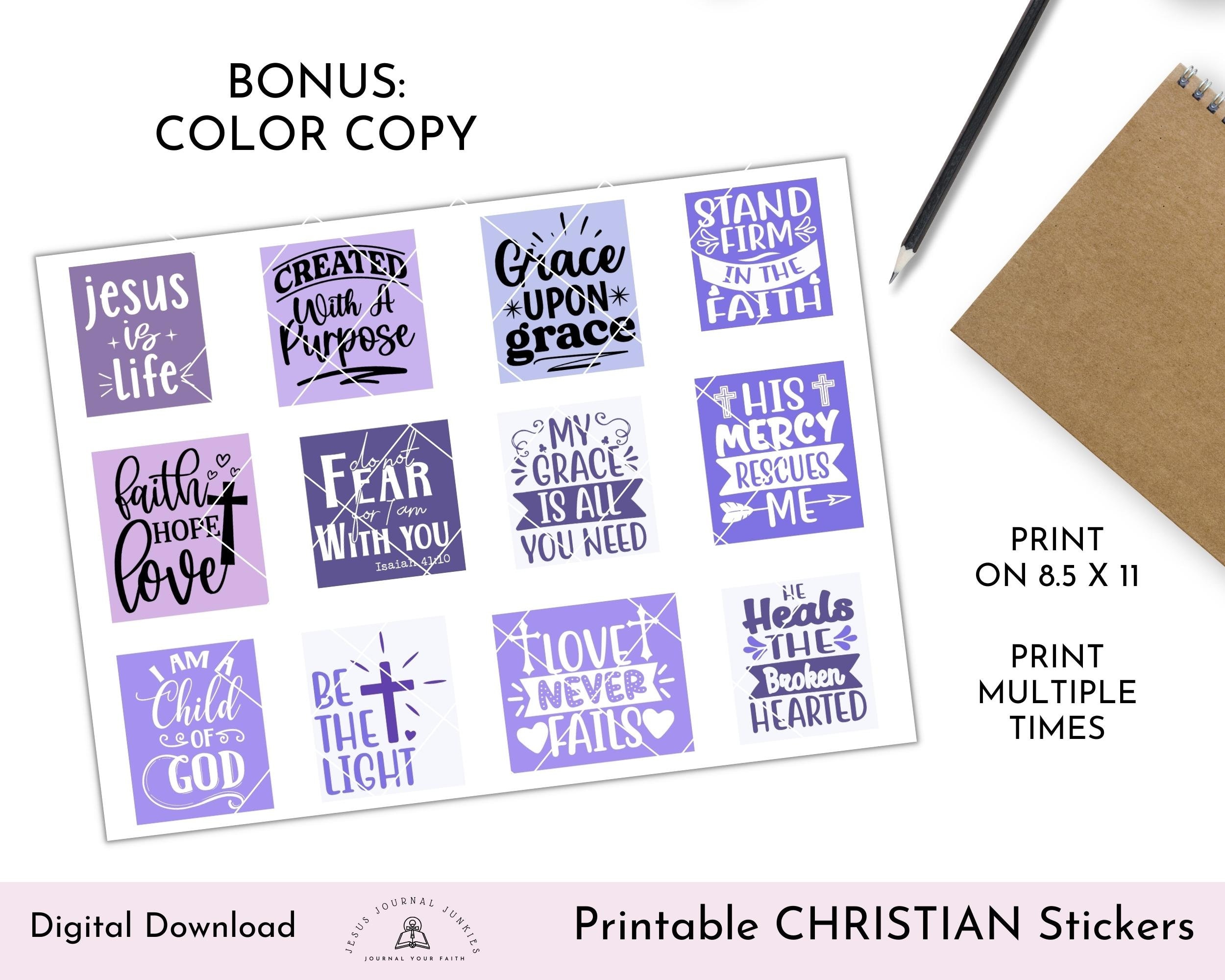 Christian Printable Stickers, Bible Journal Printable, Faith Printable ...