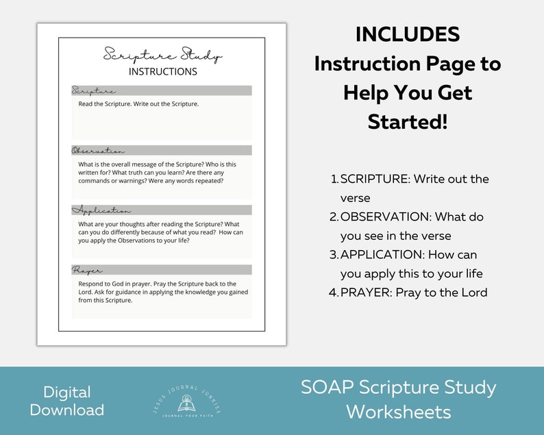 SOAP Scripture Study Template, Bible Study Printable, Bible Journaling ...