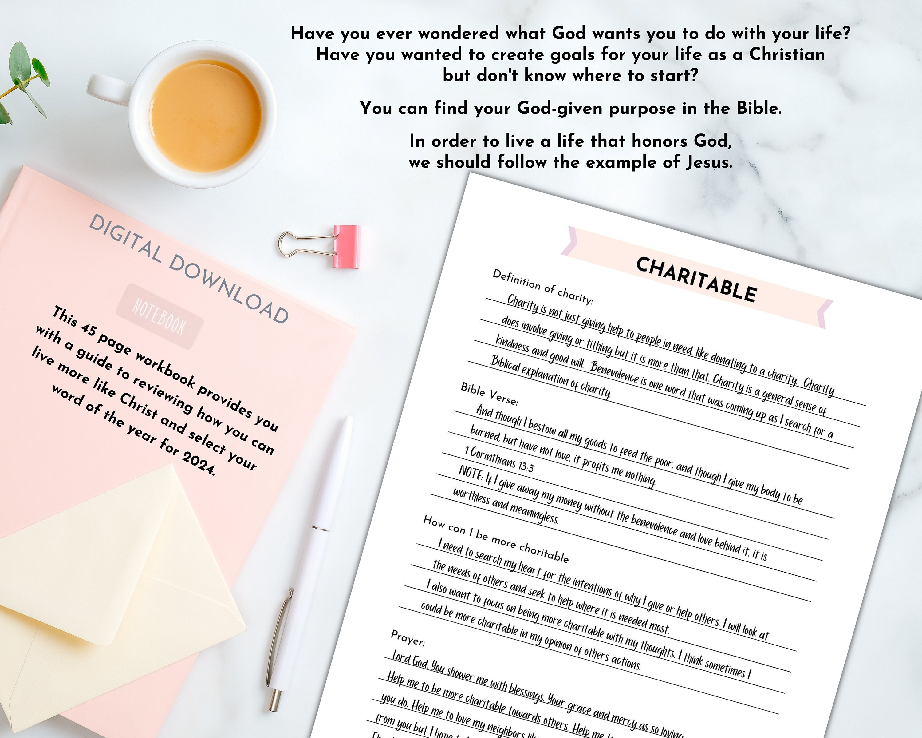 Christian Goal Workbook, Christian Resolution, Word of the Year, Christ ...